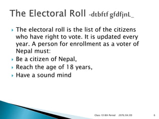 Lesson 5.7 (ten social) Election Process | PPTX