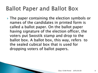 Lesson 5.7 (ten social) Election Process | PPT