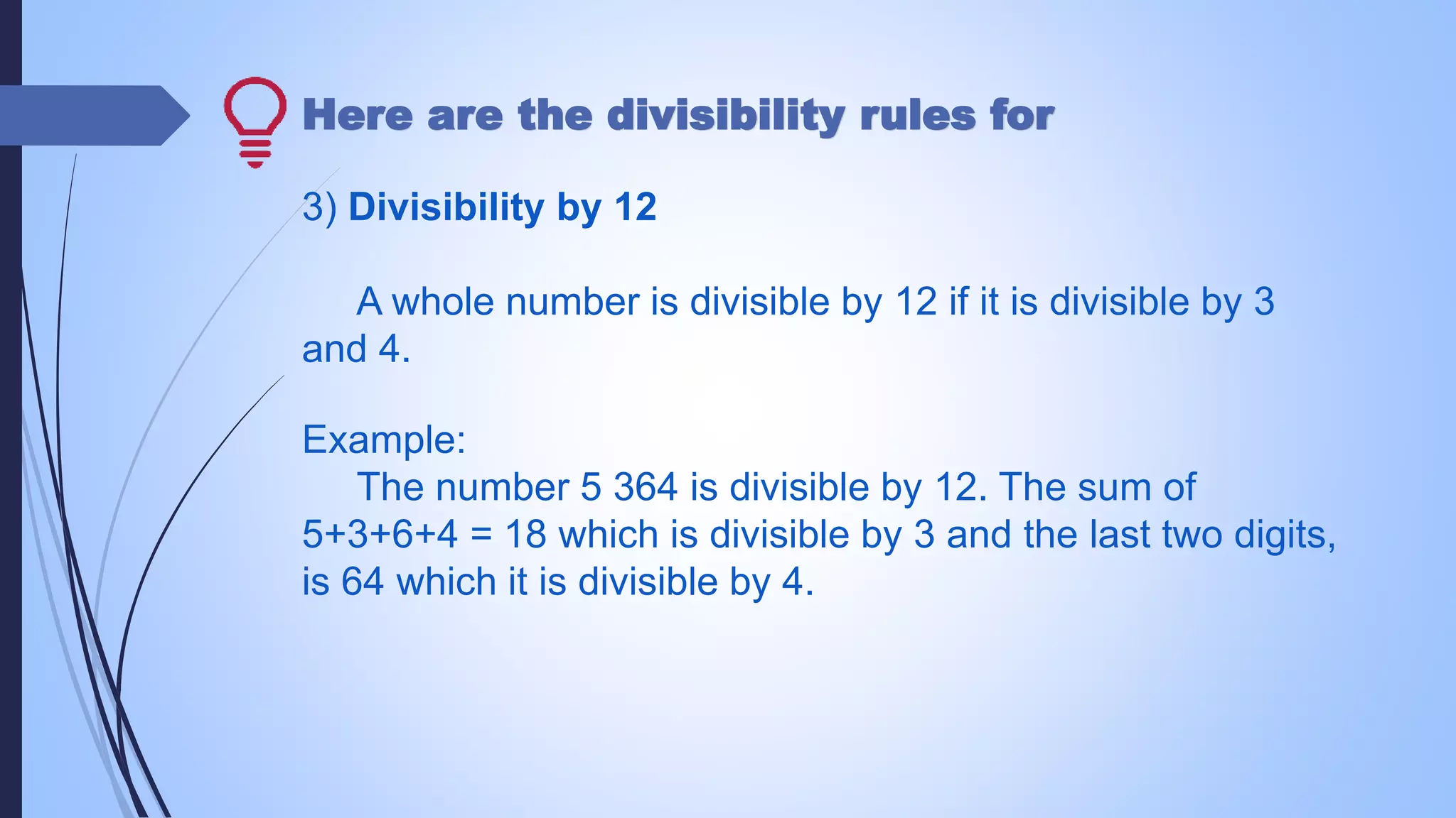 Lesson 5. divisibility by 4,8,11 and 12 | PPTX