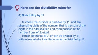 Lesson 5. divisibility by 4,8,11 and 12 | PPTX