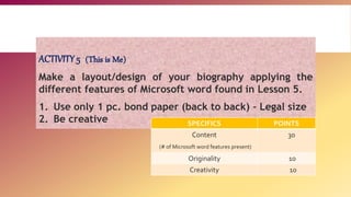 Lesson 5.1 microsoft word | PPT