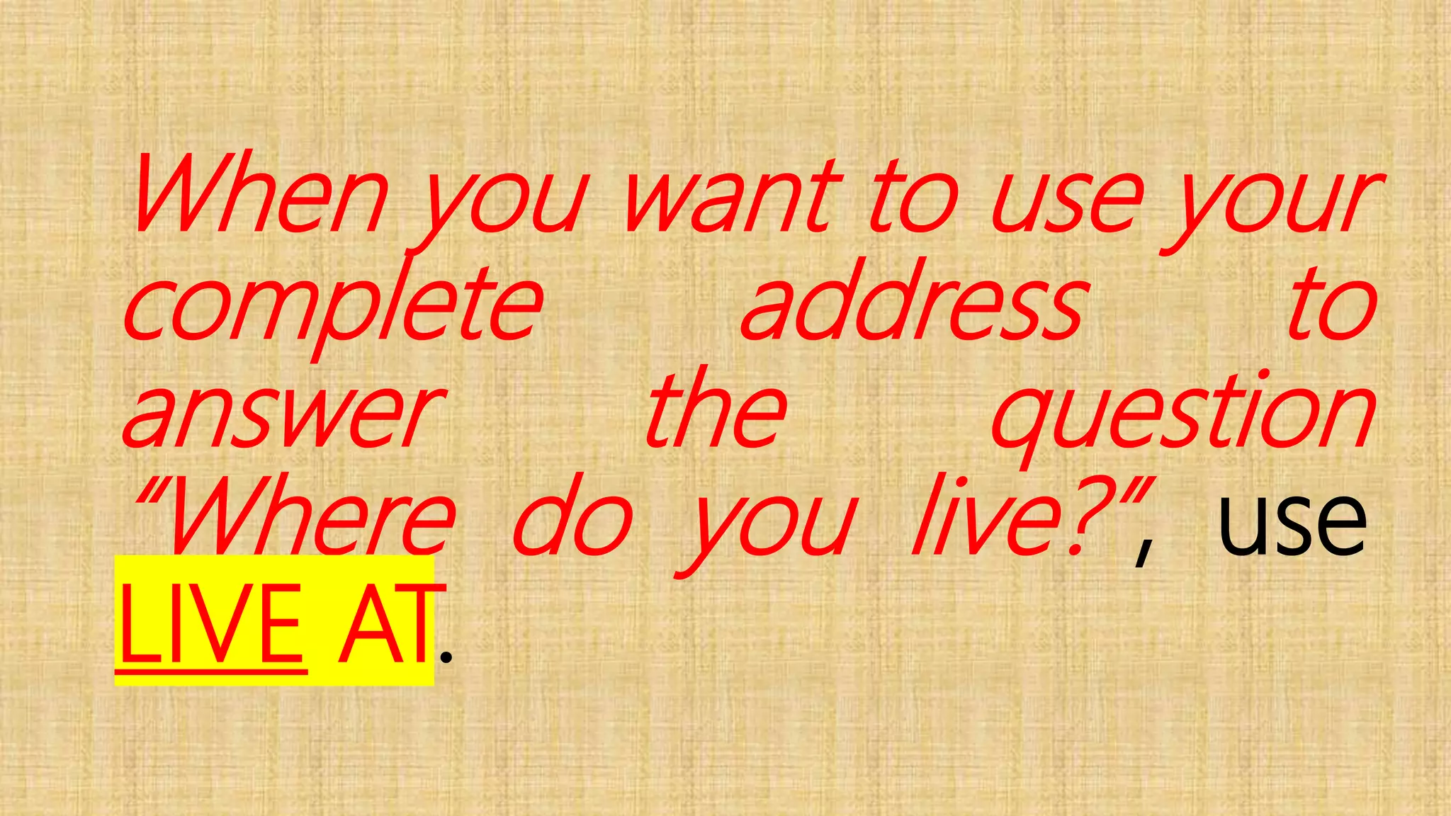 LIVE IN, LIVE ON, LIVE AT | PPTX