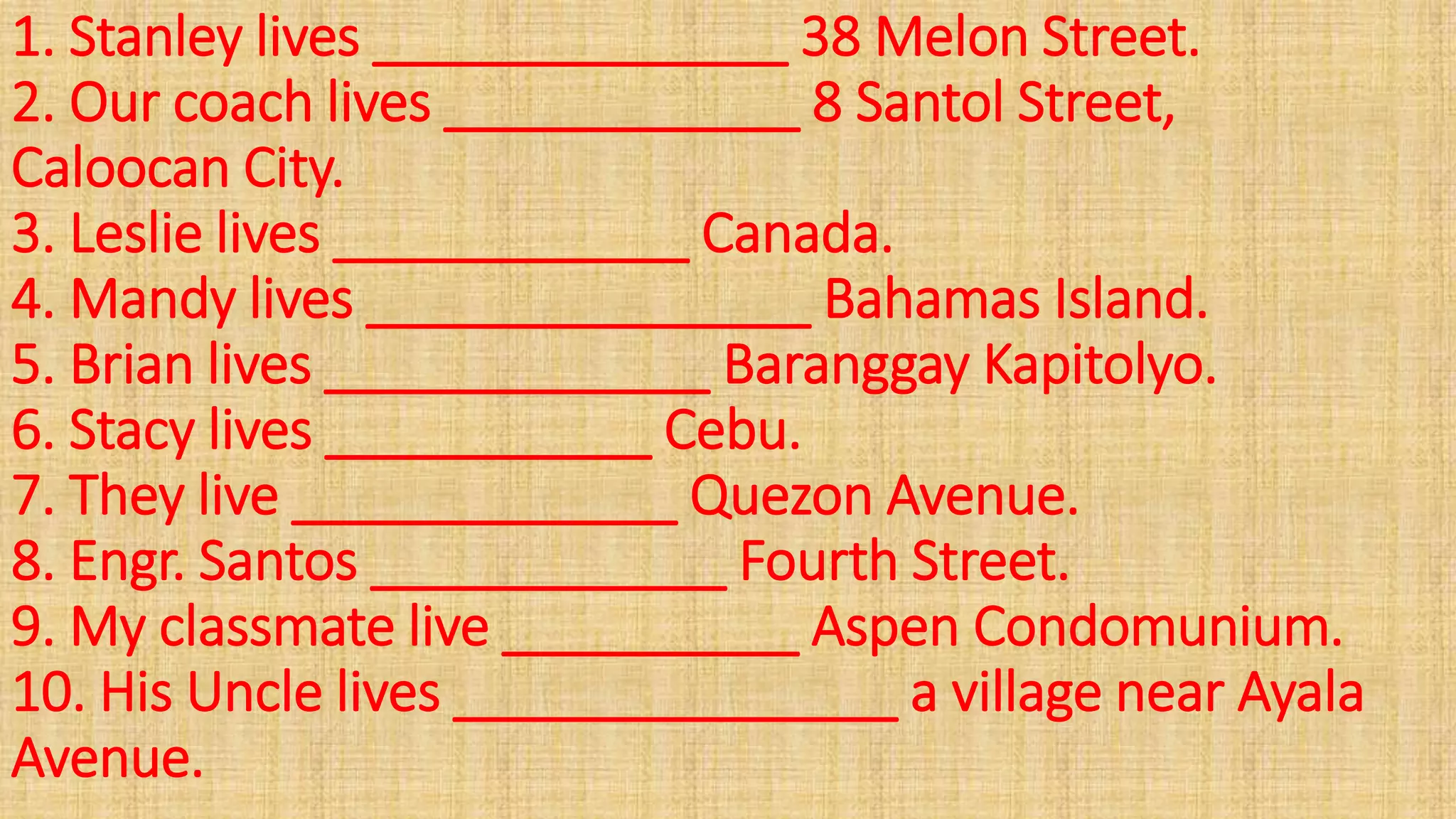 LIVE IN, LIVE ON, LIVE AT | PPTX