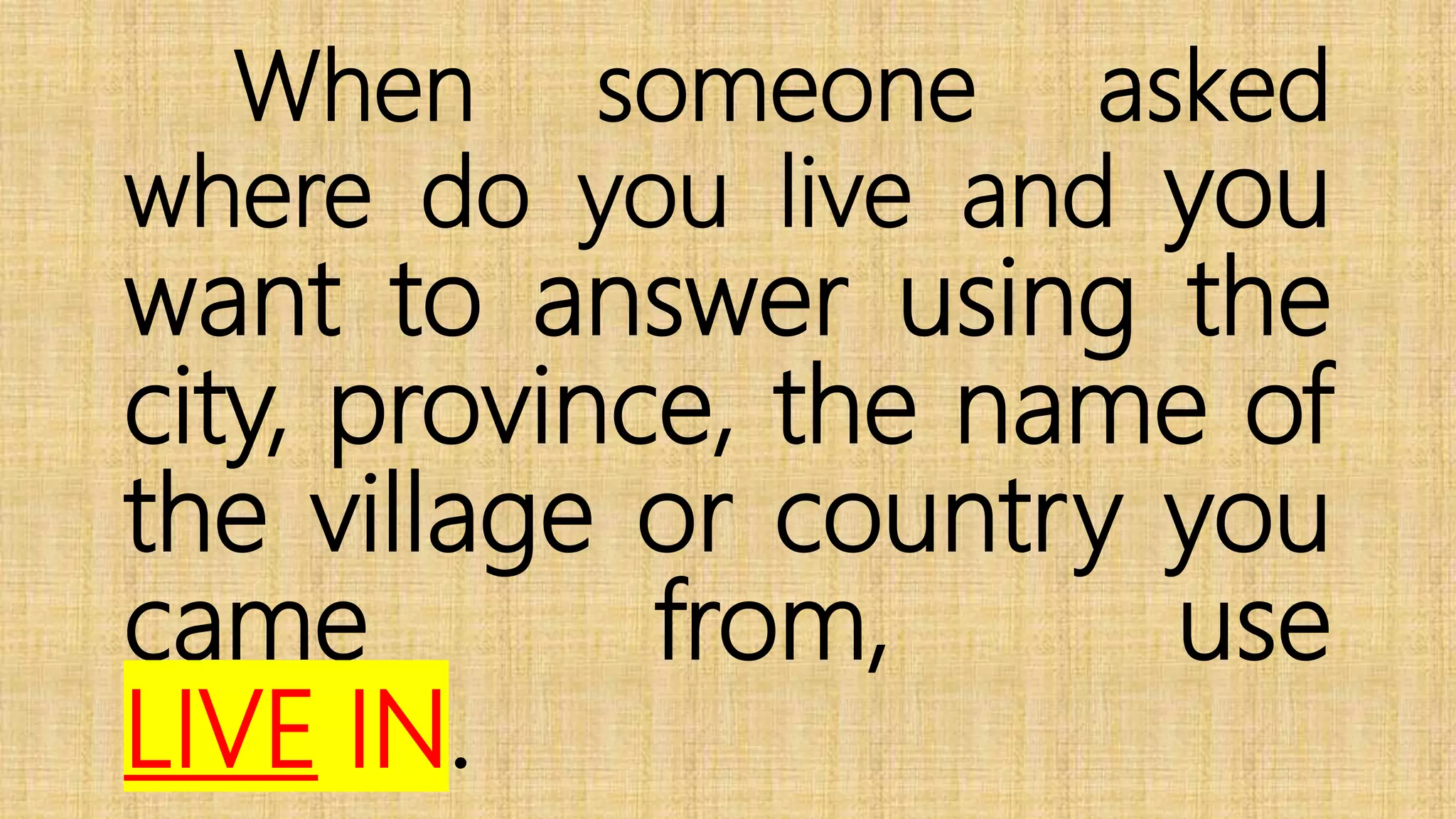 LIVE IN, LIVE ON, LIVE AT | PPTX