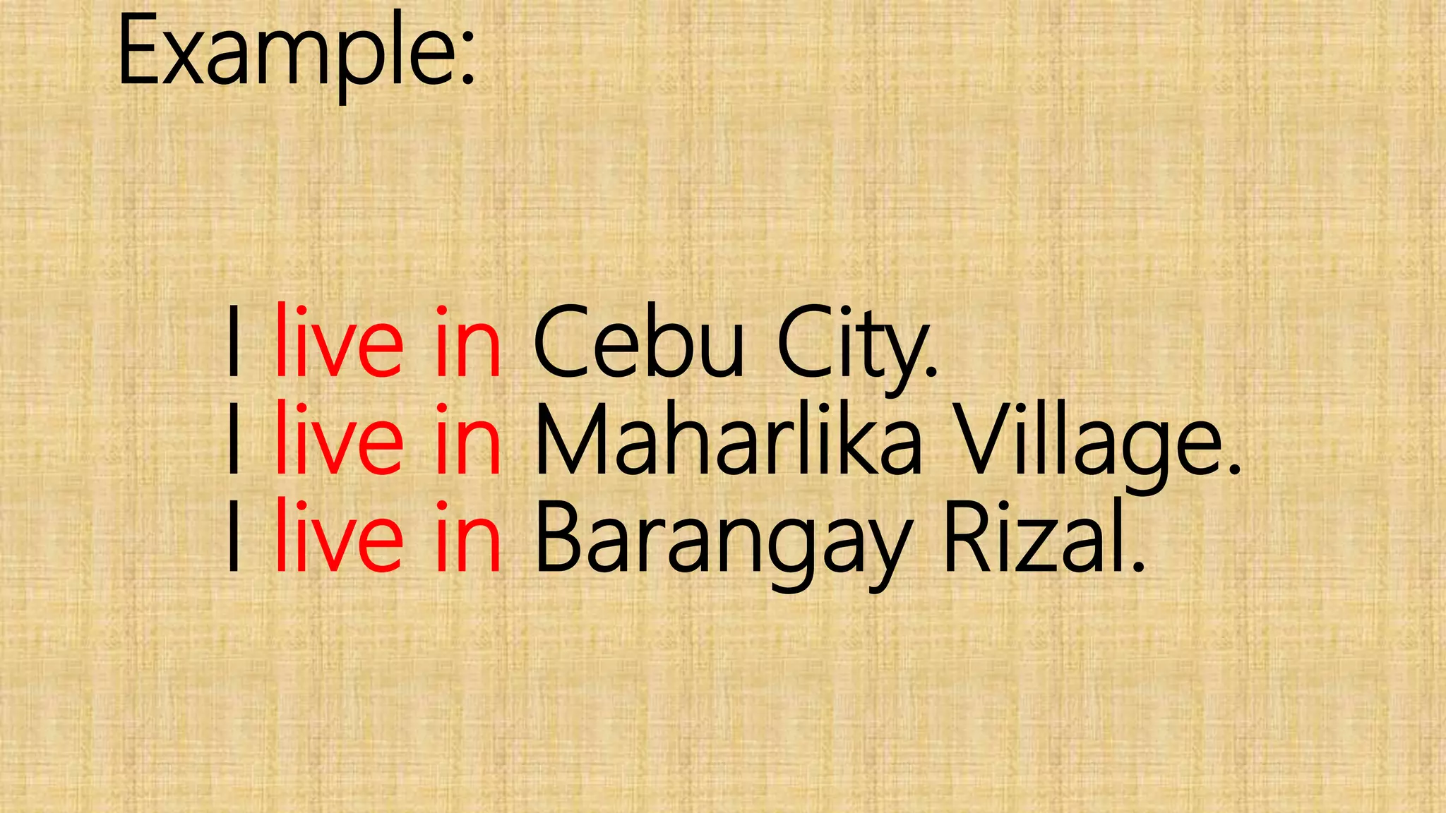 LIVE IN, LIVE ON, LIVE AT | PPTX