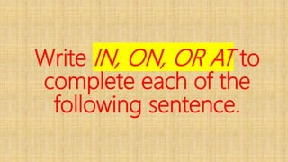 LIVE IN, LIVE ON, LIVE AT | PPTX