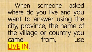 LIVE IN, LIVE ON, LIVE AT | PPTX