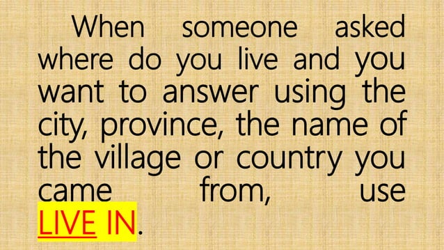 LIVE IN, LIVE ON, LIVE AT | PPTX