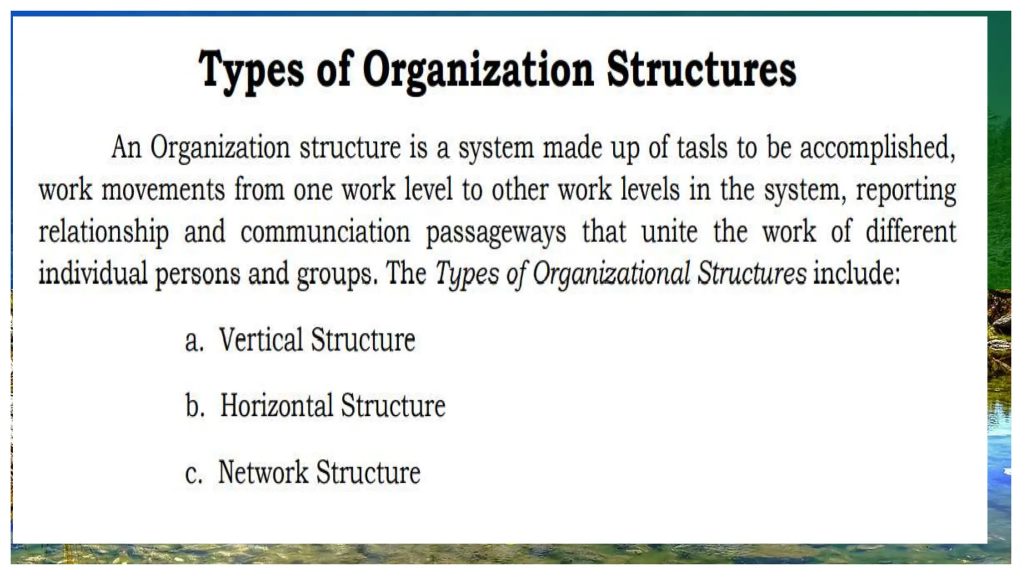 The Nature of Organization and types of organization structures.pptx