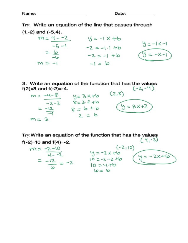 Lesson 5-2 Slope-Intercept Form | DOC