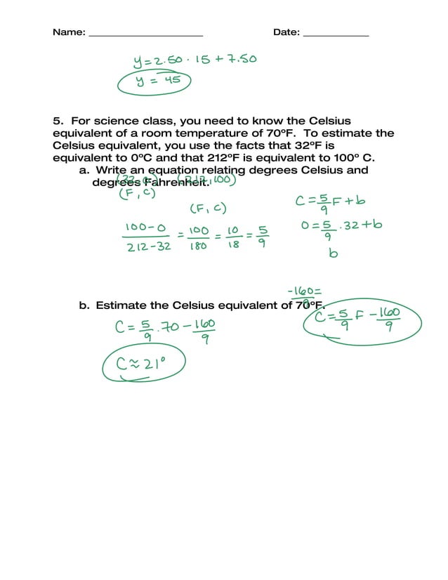 Lesson 5-2 Slope-Intercept Form | DOC