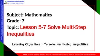 Grade 7 Mathematics: Solving Multi-Step Inequalities for Real-Life ...