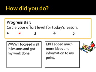 Lesson 5 audience self evaluation sheet | PPTX