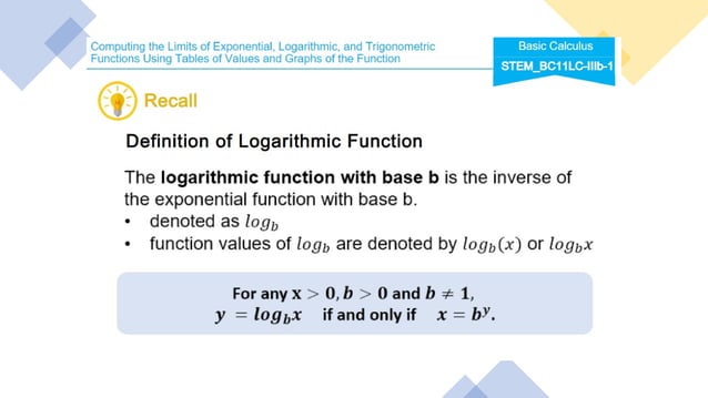 Lesson 5 - Computing the limits of exponential, logarithmic and ...