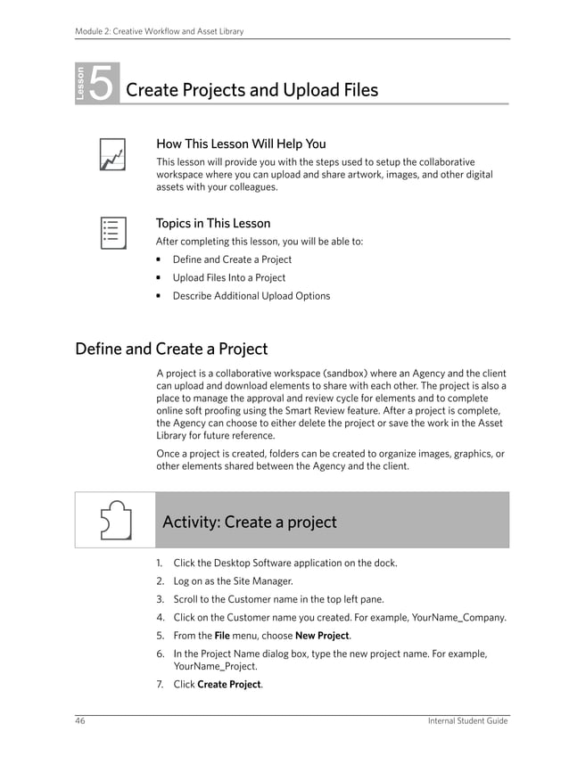 Lesson 5 - Create Projects And Upload Files | PDF