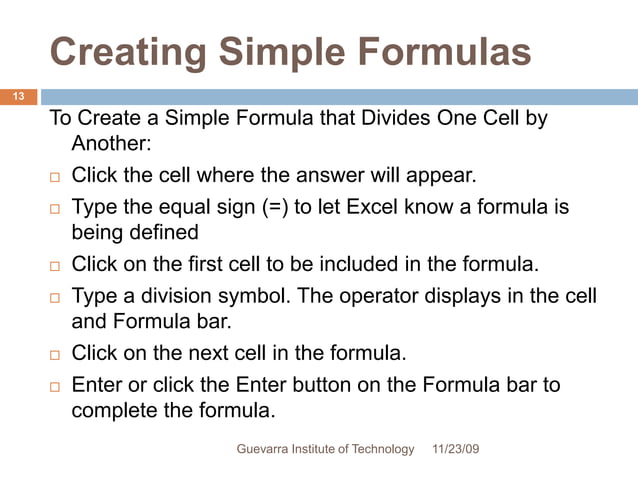 Lesson5 creating simple formula | PPTX