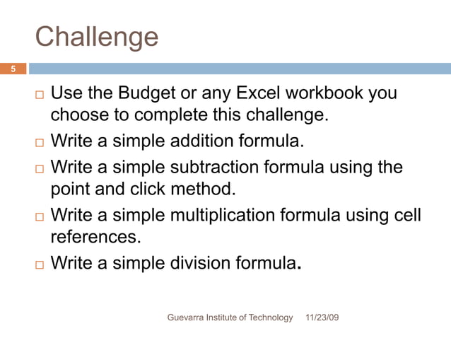 Lesson5 creating simple formula | PPTX