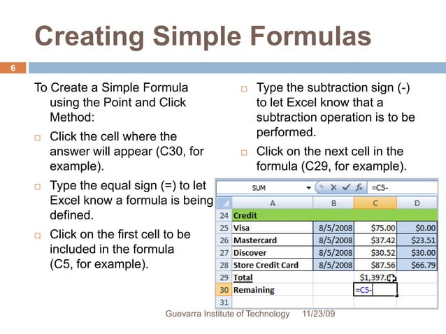 Lesson5 creating simple formula | PPTX