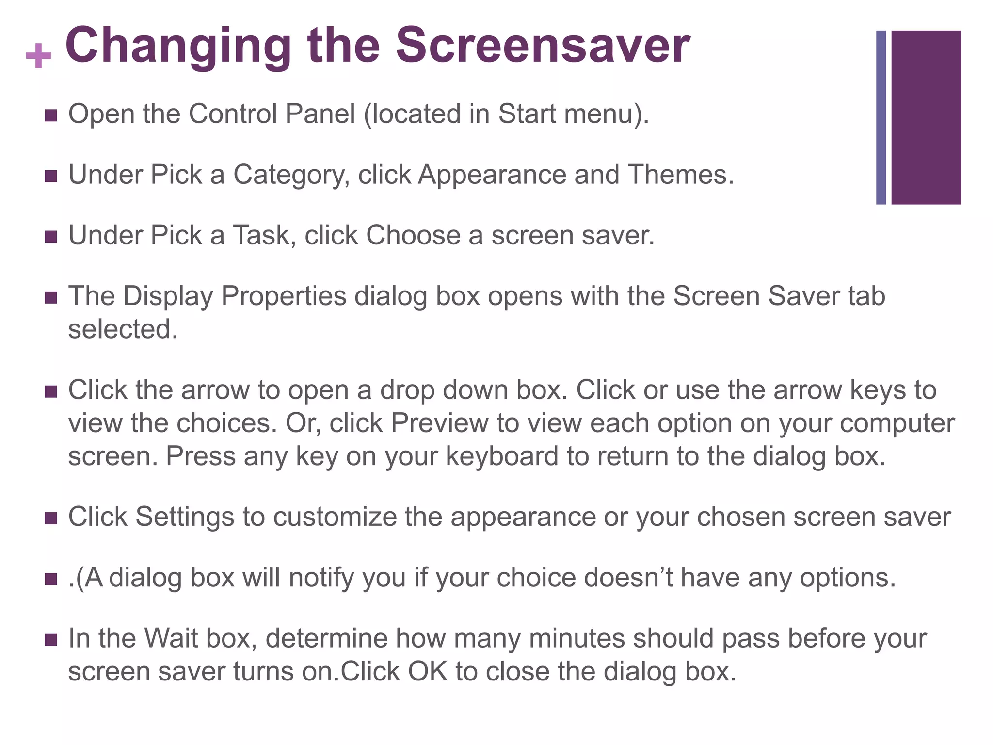 Lesson5 Customizing windows | PPTX | Operating Systems | Computer Software and Applications