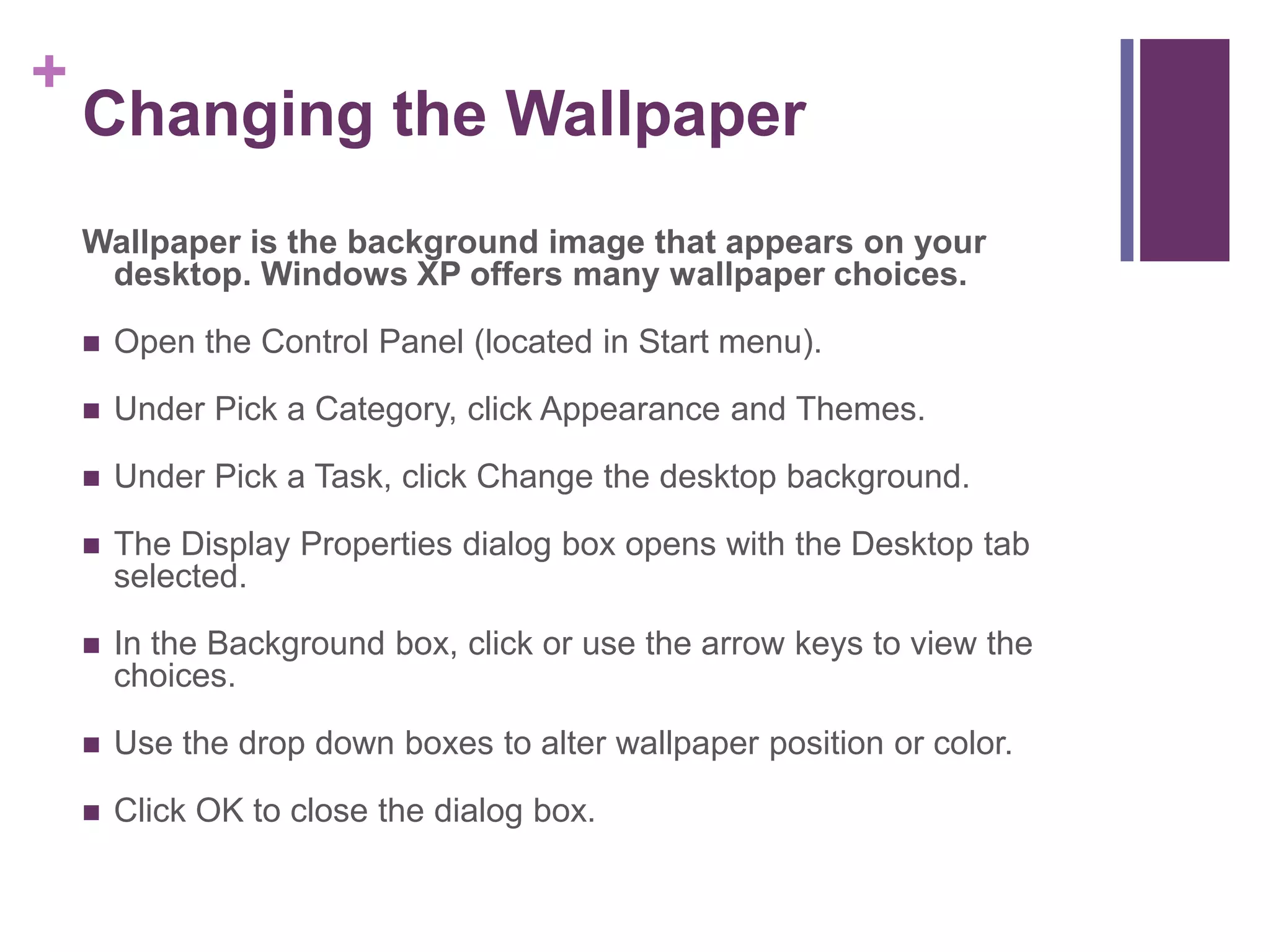 Lesson5 Customizing windows | PPTX | Operating Systems | Computer Software and Applications