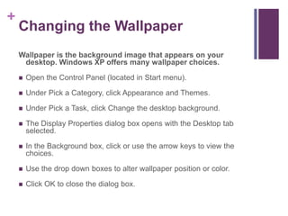 Lesson5 Customizing windows | PPTX | Operating Systems | Computer Software and Applications
