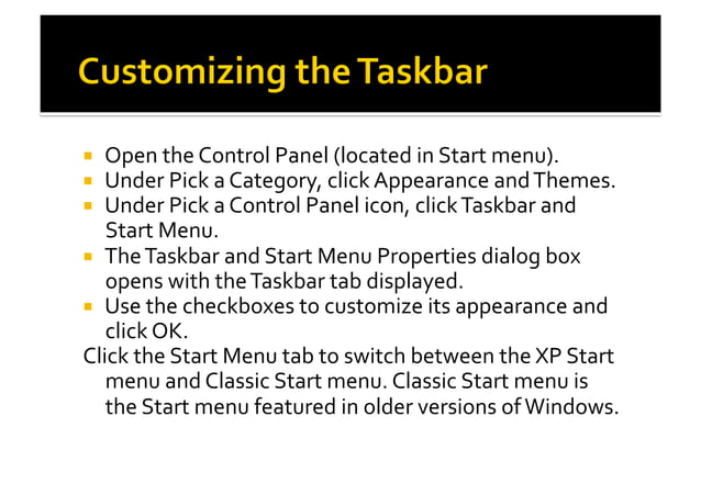 Lesson5 CUSTOMIZING WINDOWS | PDF | Operating Systems | Computer Software and Applications