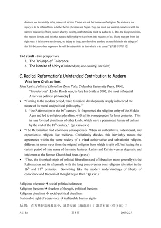 第五課 - 宗教改革結果：從彼此迫害到寬容 (Lesson 5 - Emergence Of Tolerance) | PDF