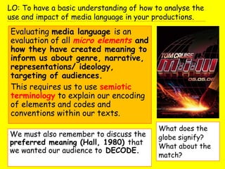 Media Language for G325 AS Media exam | PPT
