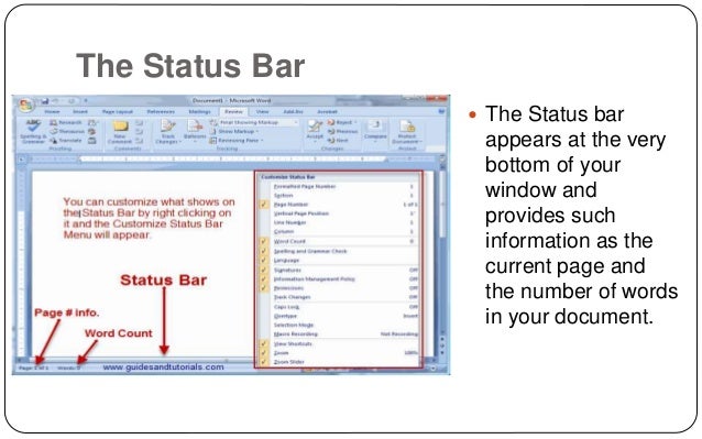 Pengertian status bar microsoft word 2007 - databasedax