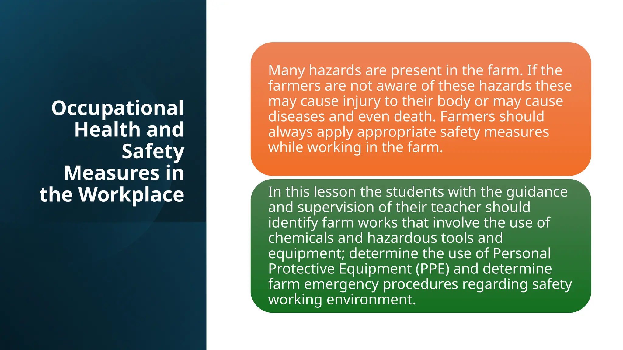 Grade 9 Agricrop Production Lesson 5- Occupational Health and Safety ...