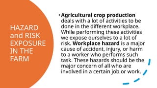 Grade 9 Agricrop Production Lesson 5- Occupational Health and Safety ...