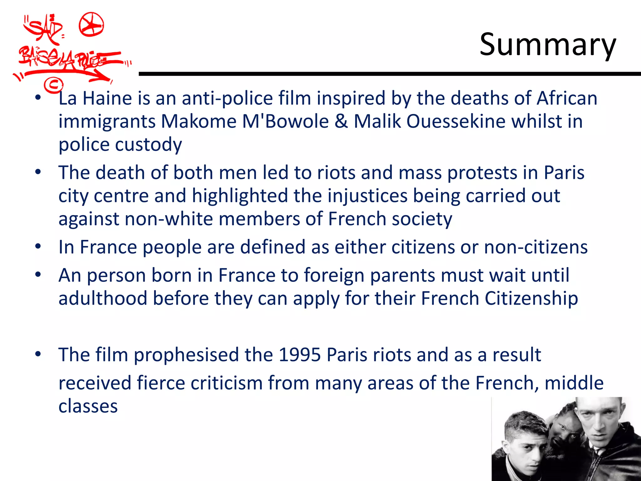 Lesson 5 post la haine screening - context | PPT