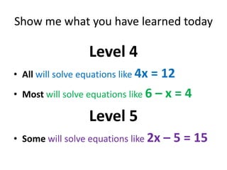 Lesson 5 solving linear equations | PPTX