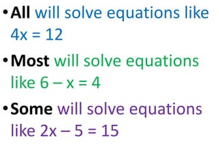 Lesson 5 solving linear equations | PPTX