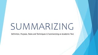 LESSON 5- SUMMARIZING.pptx | Nutrition | Healthy Living