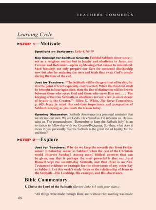 Lesson 5 | Teacher's edition | Christ as the Lord of the Sabbath ...