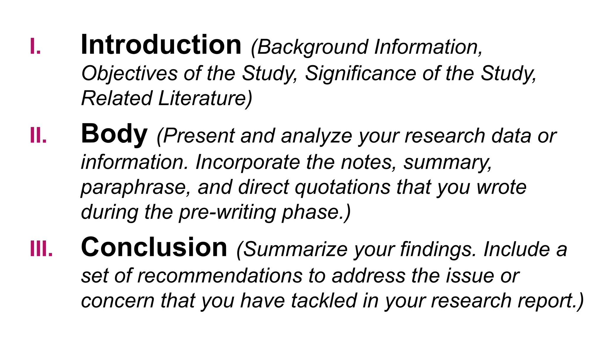 THE WRITING PROCESS - WRITING YOUR RESEARCH REPORT | PPTX