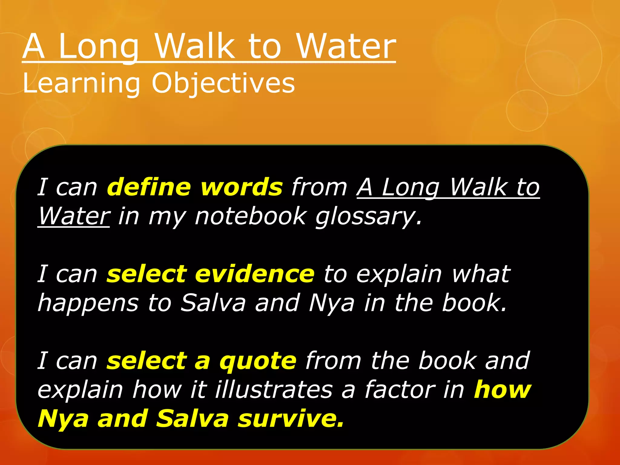 A Long Walk to Water: Lesson5 unit2 | PPTX