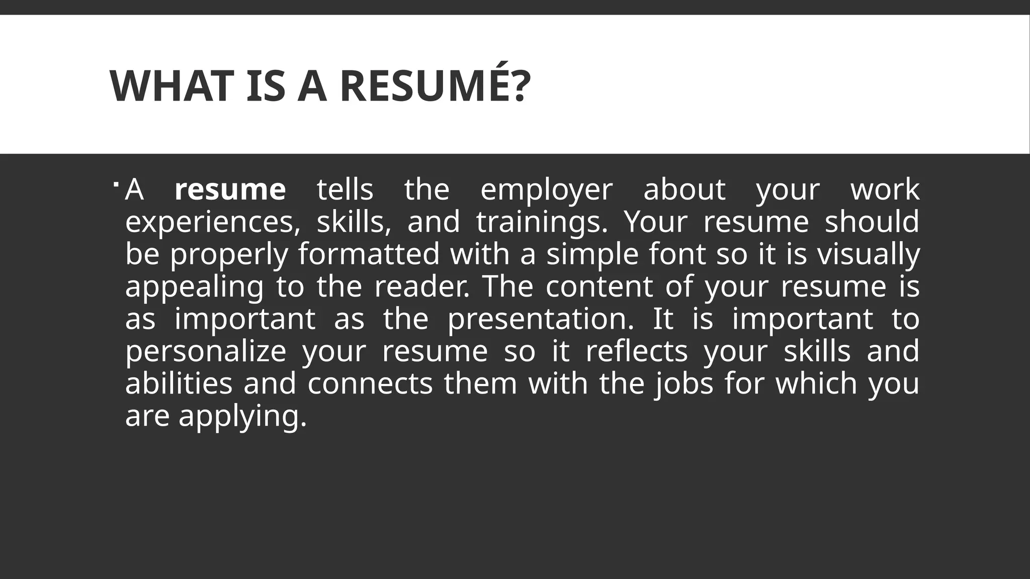 Lesson on How to Write a Resume for Employment | PPT