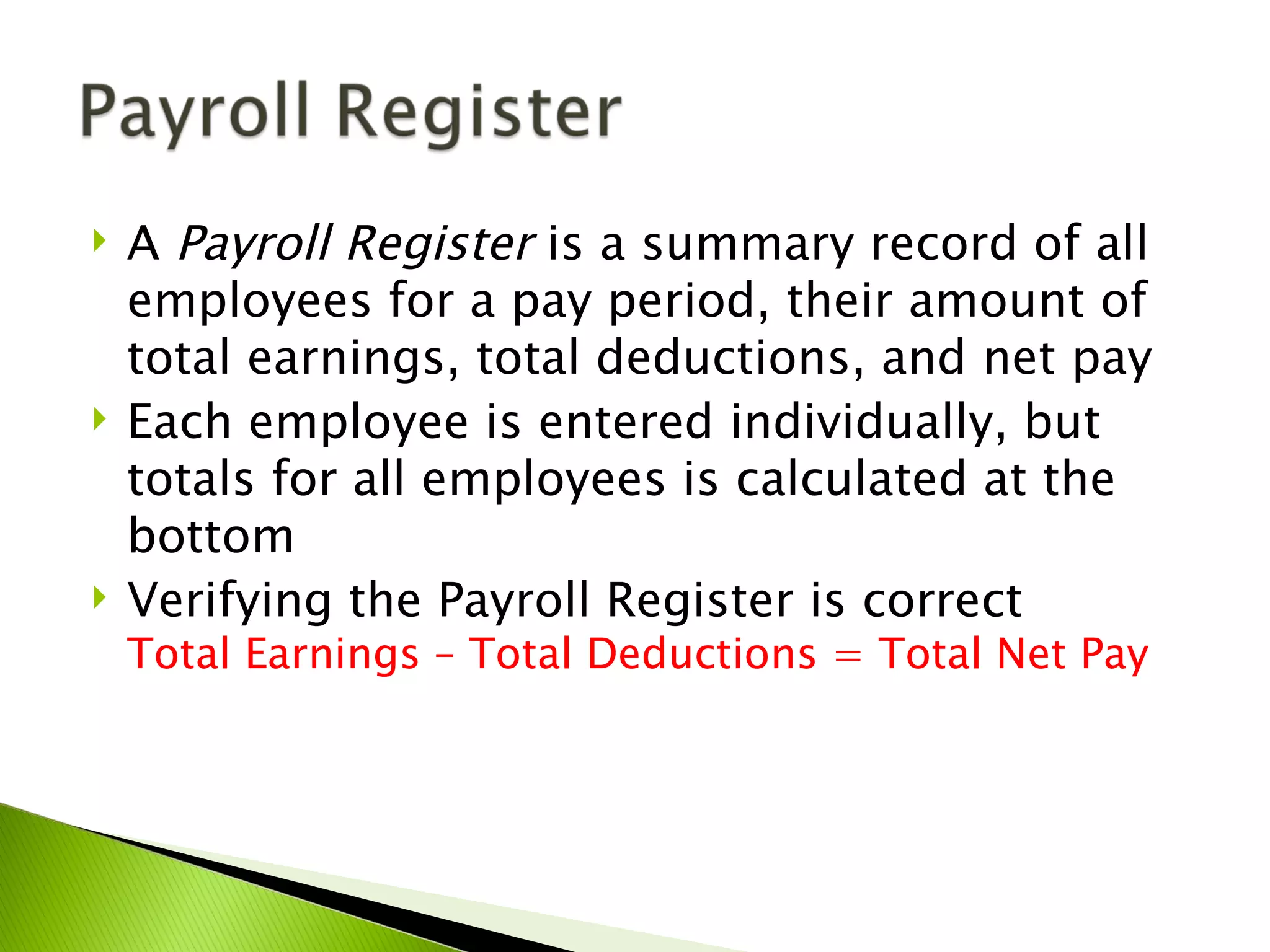 Payroll Register in Excel | PPT
