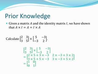 Lesson 5 a matrix inverse | PPTX