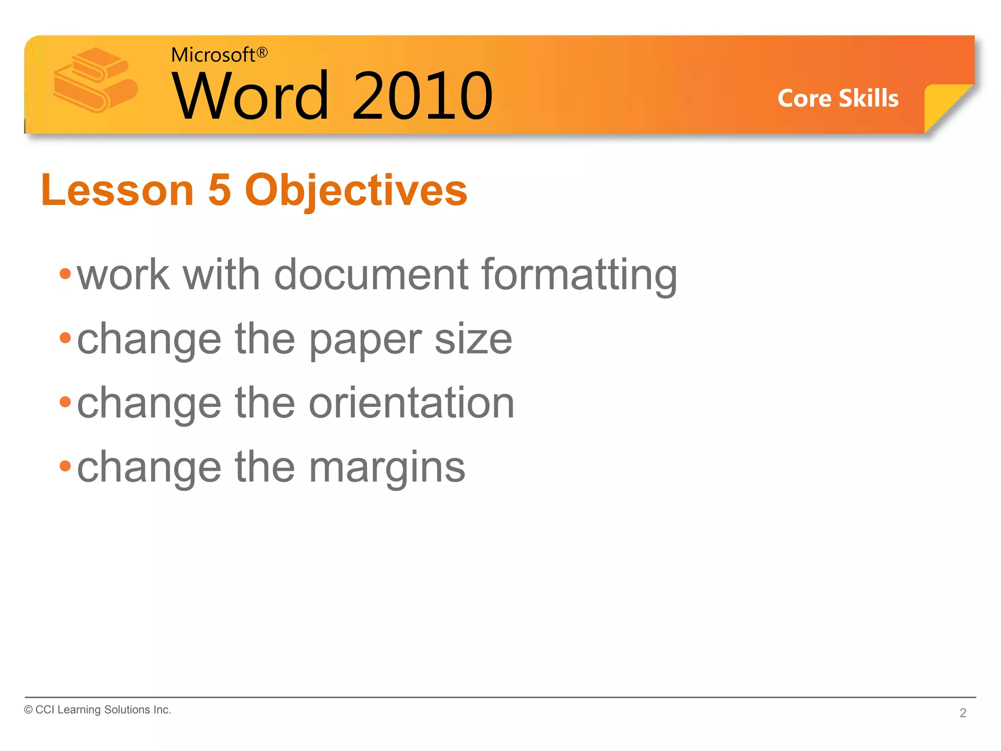 Word Lesson 5A Orientation & Margins | PPTX