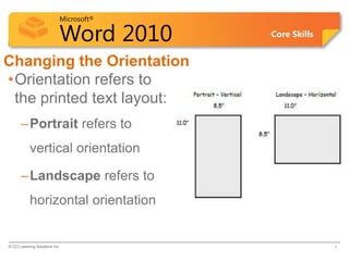 Word Lesson 5A Orientation & Margins | PPTX