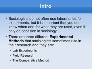AS Sociology: Experiments | PPT