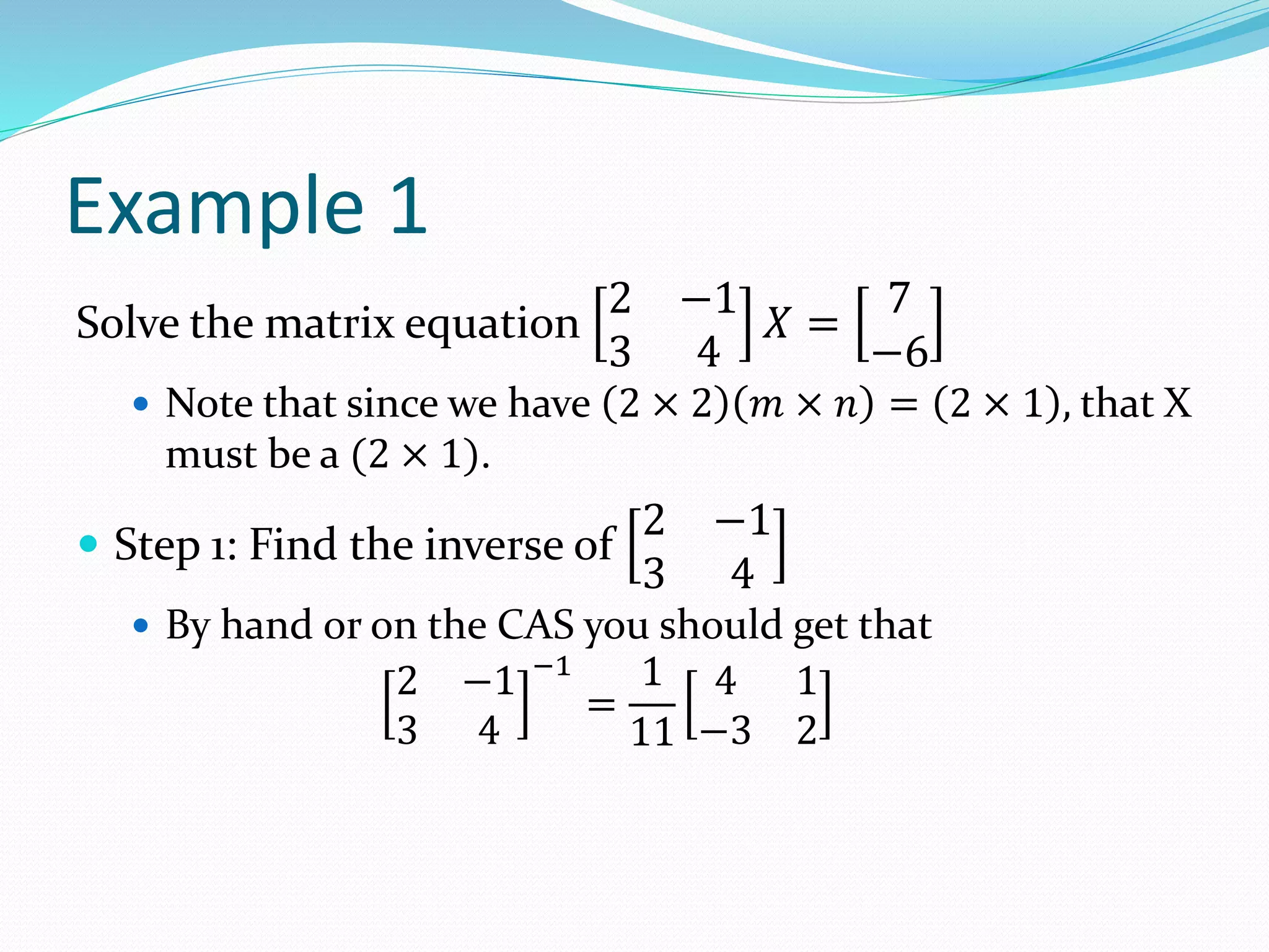 Lesson 5 b solving matrix equations | PPT