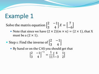 Lesson 5 b solving matrix equations | PPT