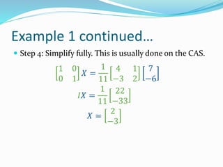 Lesson 5 b solving matrix equations | PPT