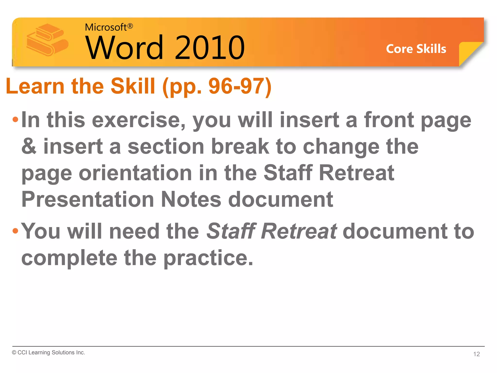 Word Lesson 5B Page & Section Breaks | PPTX