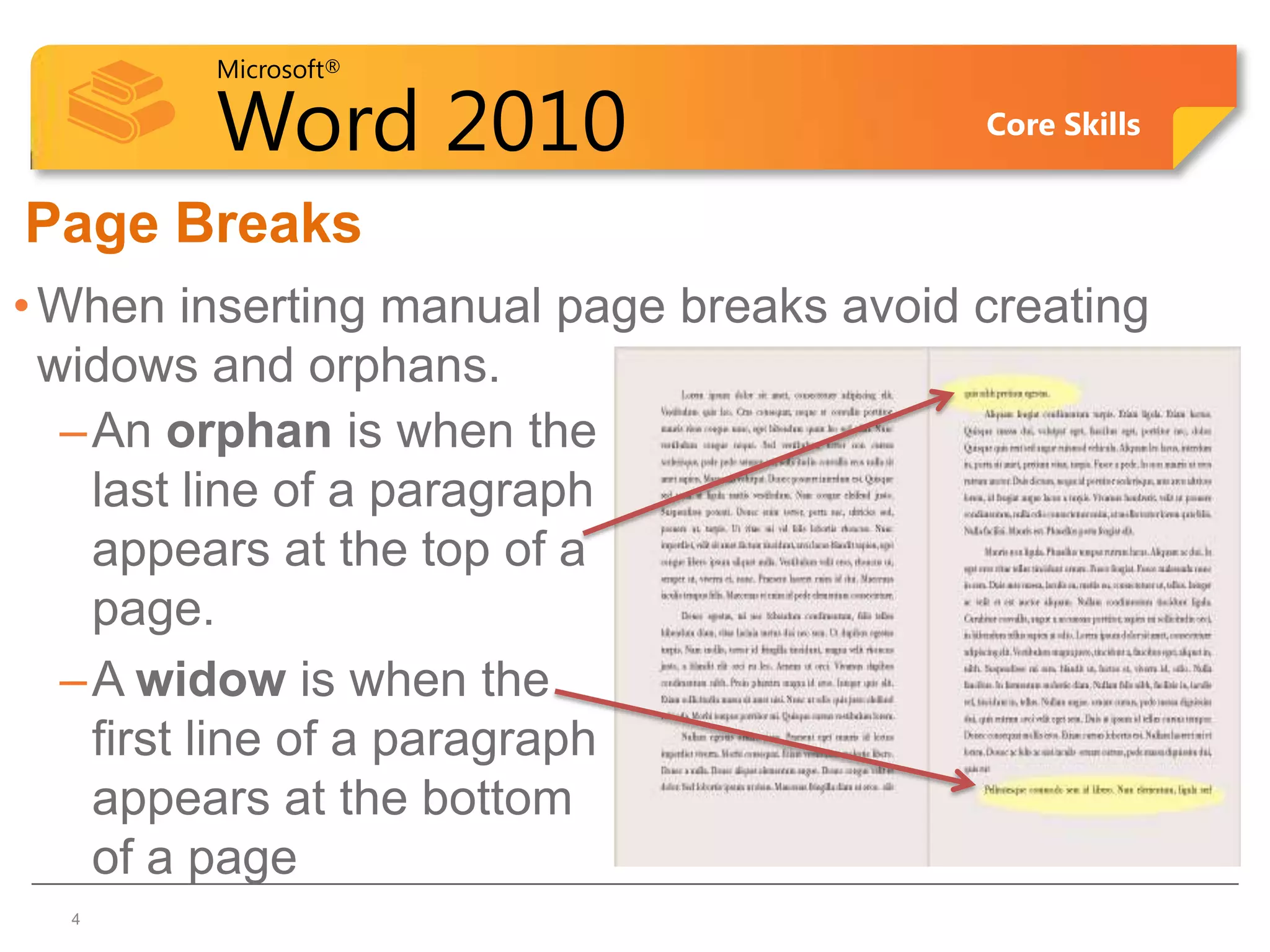 Word Lesson 5B Page & Section Breaks | PPTX