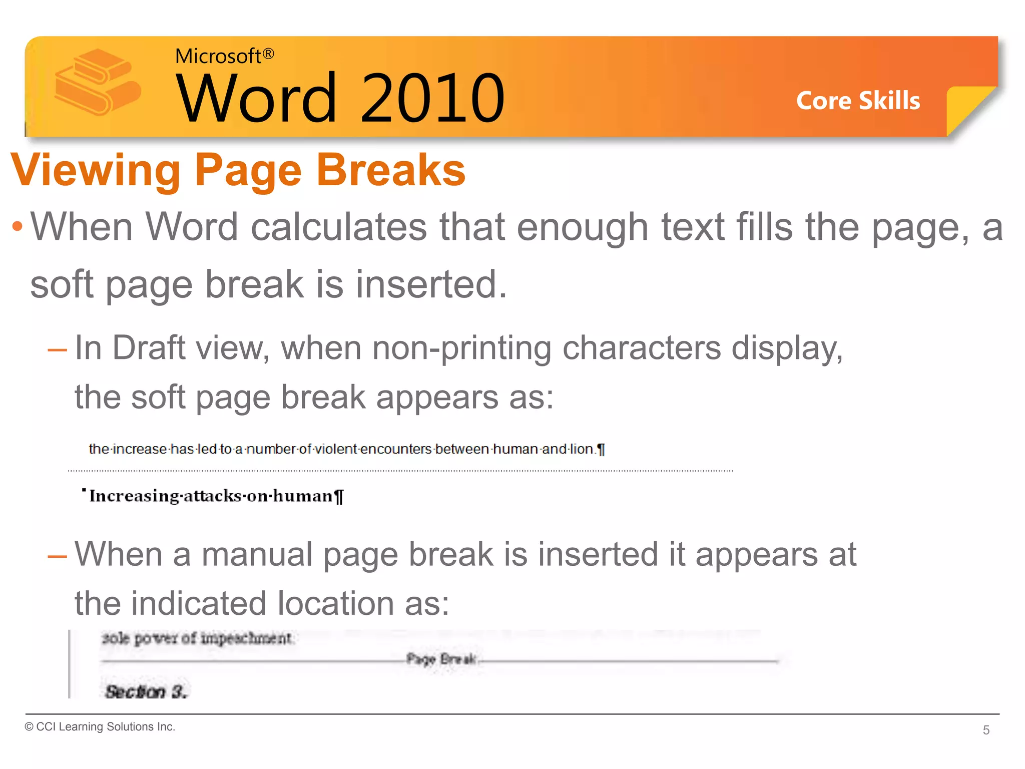 Word Lesson 5B Page & Section Breaks | PPTX